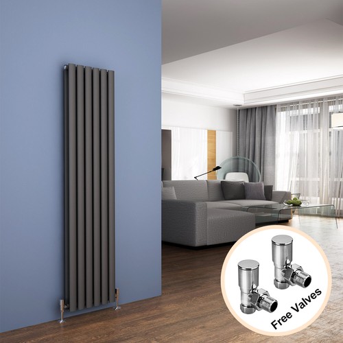 Anthracite Designer Radiator 1600 x 354mm Vertical Double Column Rads ...