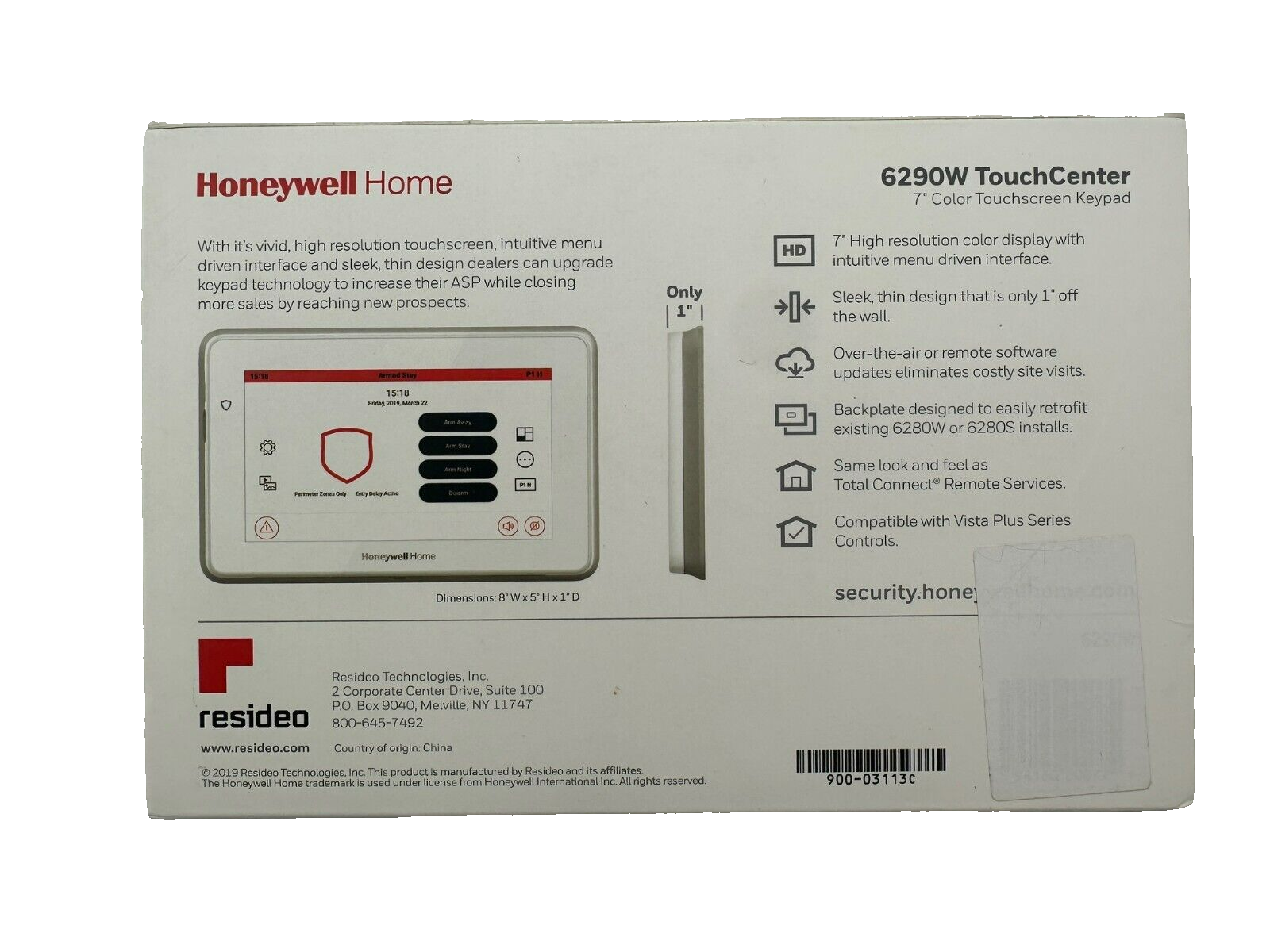 Honeywell Home 6290W Touchscreen Keypad 194160000779| eBay