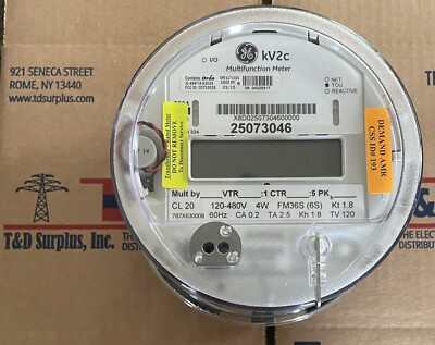 GE, GENERAL ELECTRIC WATTHOUR METER KWH, KV2C, FM36S (6S) 13 LUGS, 4W ...