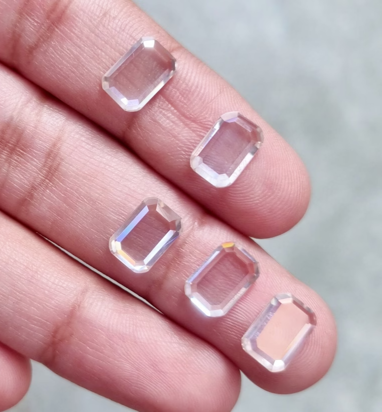 4 Pcs Portrait Moissanite White Moissanite Rectangle Shape Engagement ...