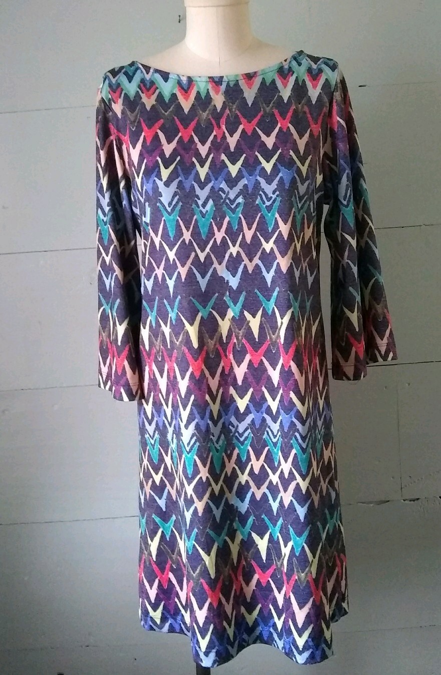 Nally & Millie Abstract Print Shift Dress Medium Multi Color 3/4 Bell ...