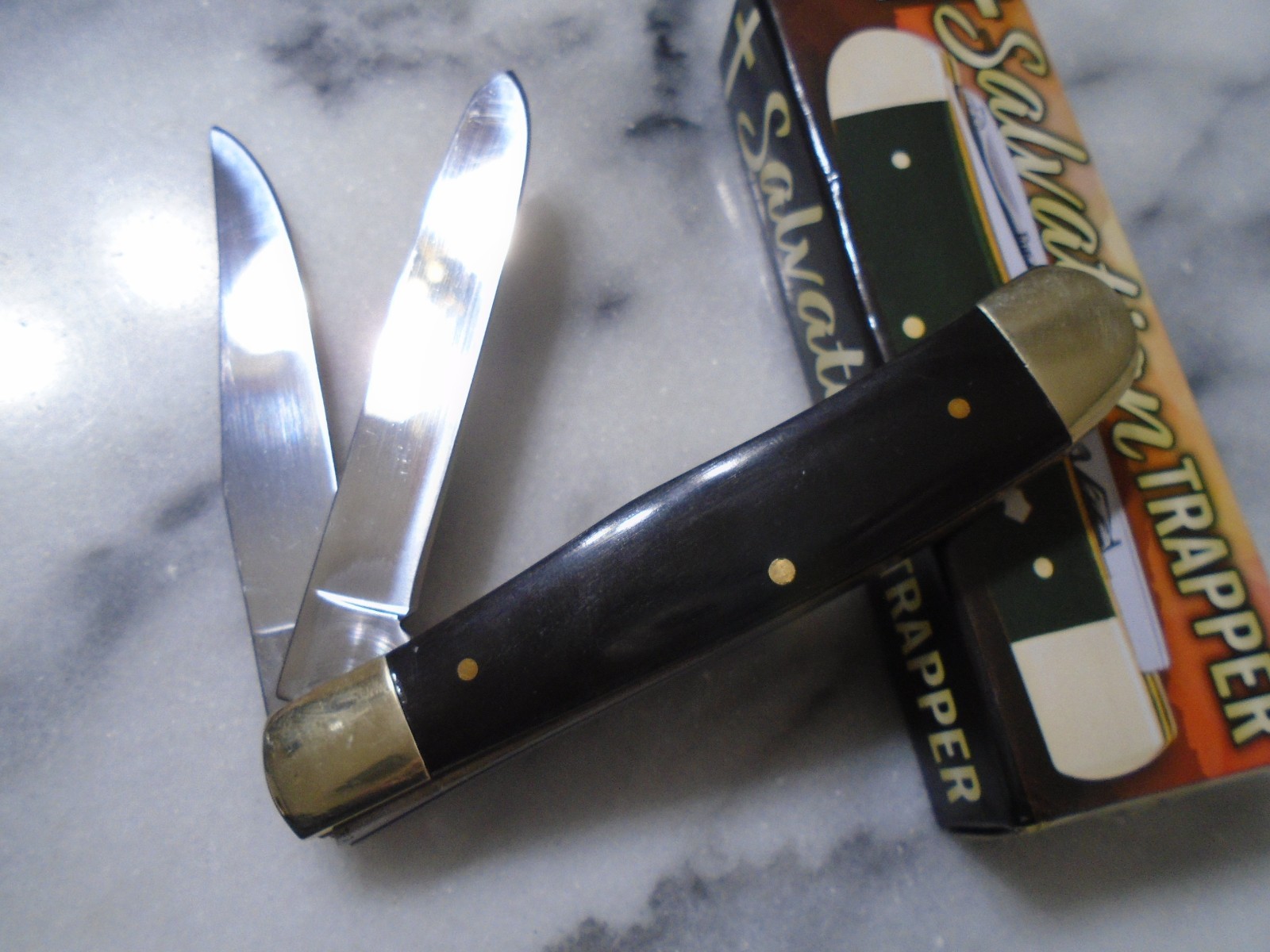 Salvation Christian 2 Blade Trapper Pocket Knife Buffalo Horn 5036 John ...