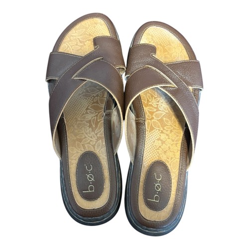 B.O.C Born Womens Dark Brown Leather Toe Loop Strap Sandals 10M | eBay