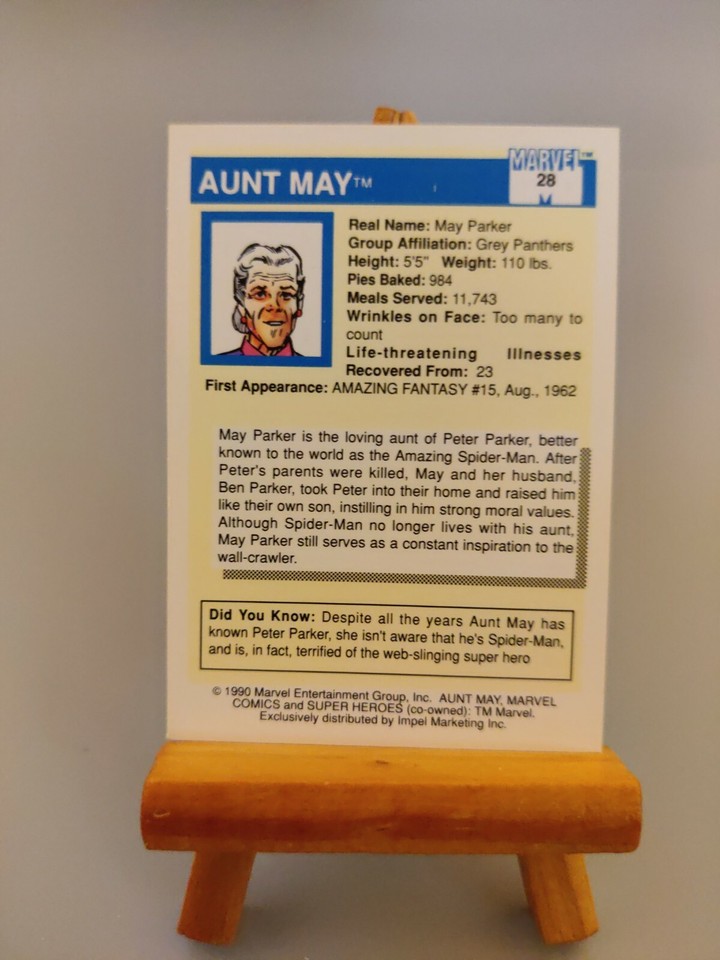 AUNT MAY / 1990 Marvel Universe Series 1 (Impel) BASE Trading Card #28 ...