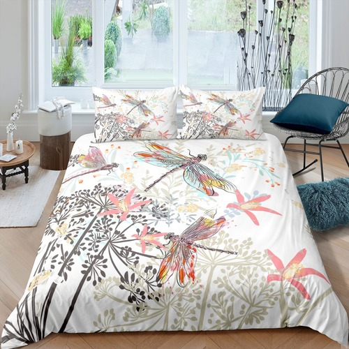 3D Dragonfly Duvet Cover Set and Pillowcase Kids Bedding Set Queen and ...