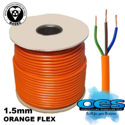 ORANGE FLEX 1.5MM 3183Y 3 CORE CABLE LAWN MOWER STRIMMER GARDEN ...