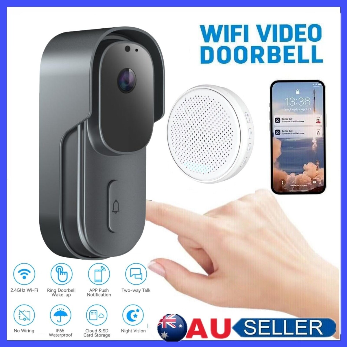 Wireless Doorbell Smart Doorbell No Wiring Wireless WiFi Video Doorbell ...
