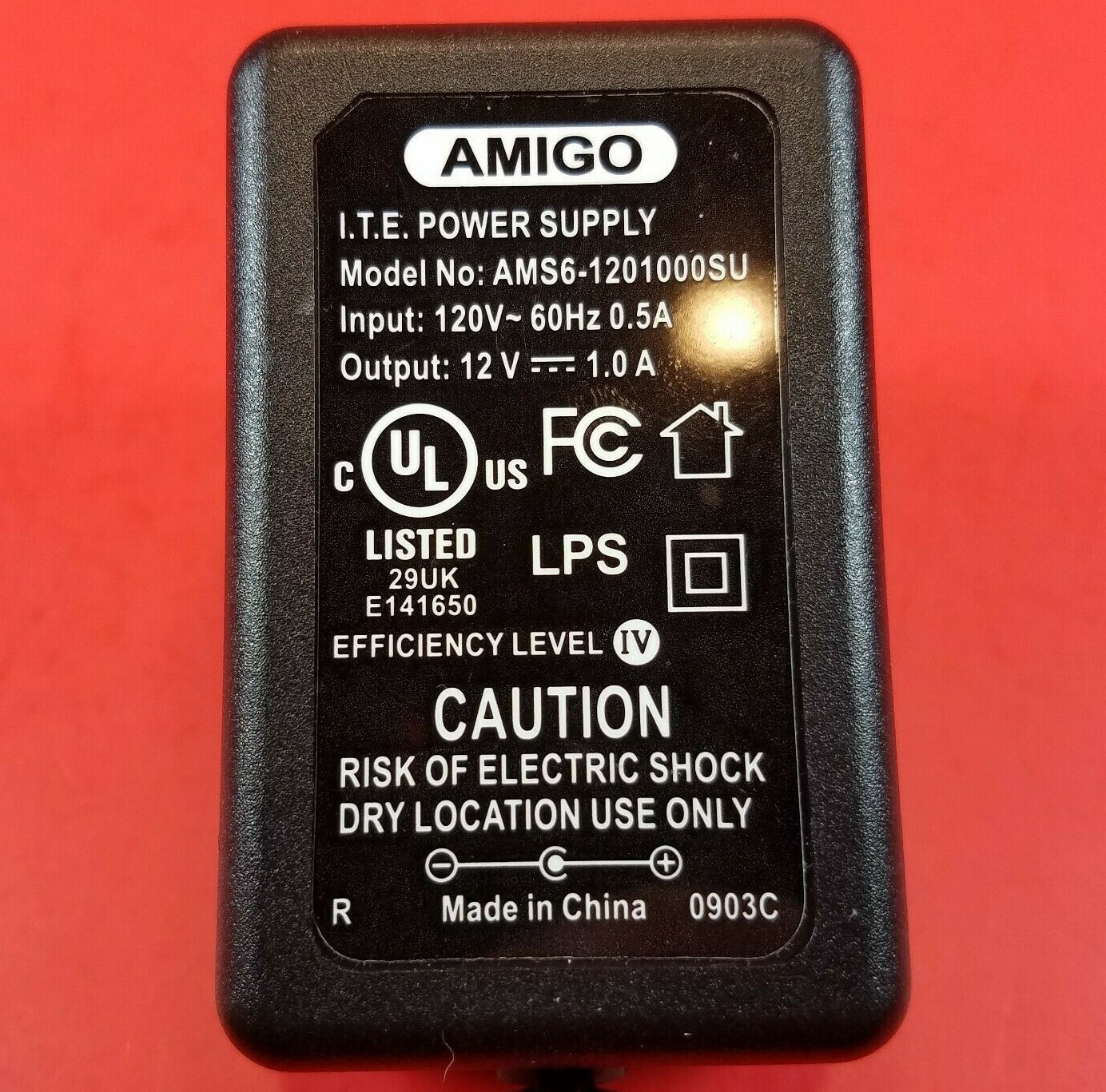 Genuine AMIGO AMS6-1201000SU Power Supply Adaptor 12V - 1.0A OEM AC/DC ...