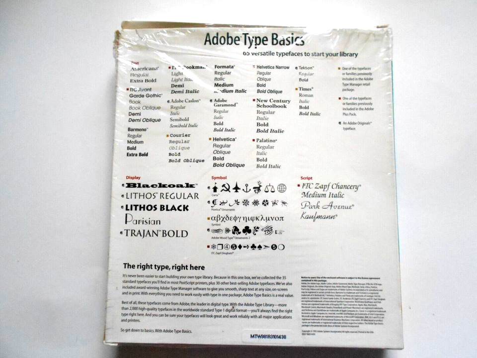 Adobe Type Basics - Type Manager Software for Macintosh on 3.5 Floppy ...