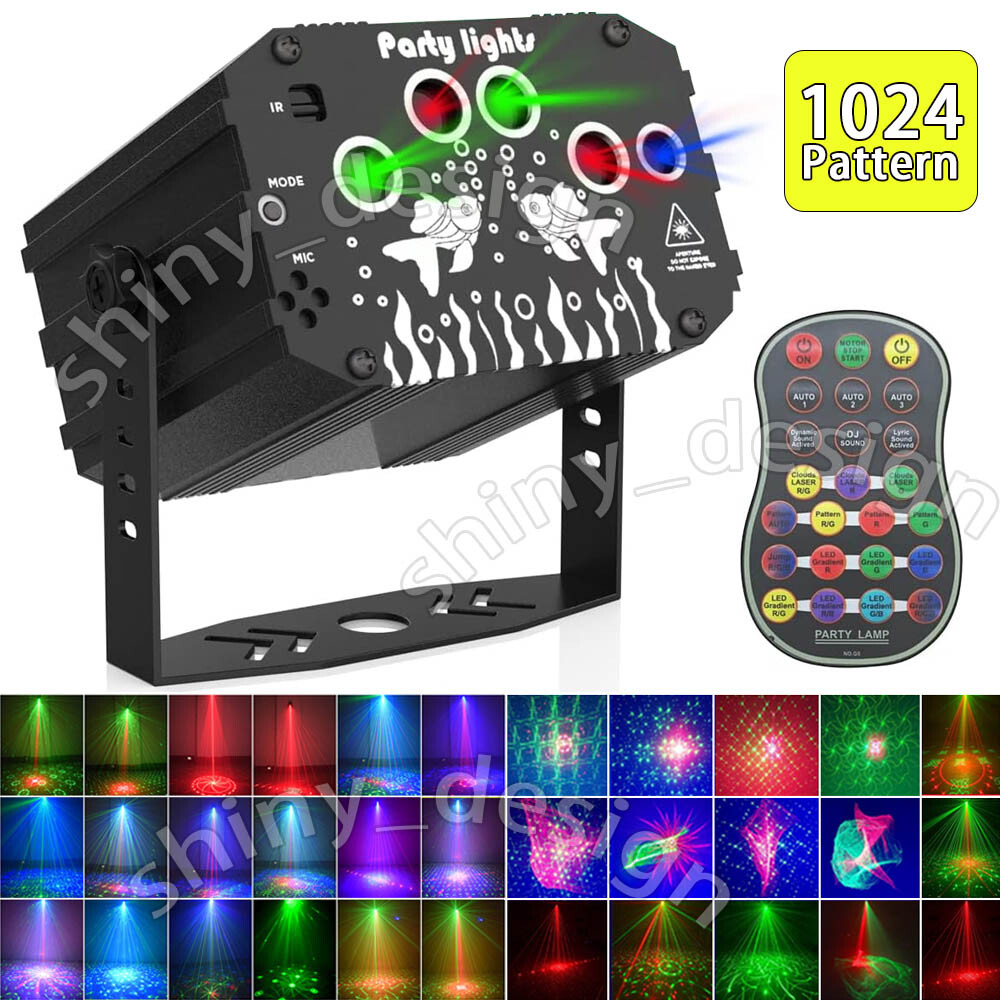 1024Pattern DJ Disco Stage Light Laser Projector RGB LED KTV Party Show ...