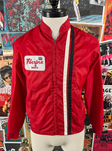 Vtg 60s-70s Fiberform Boats USi Striped Racing Style Windbreaker Jacket ...