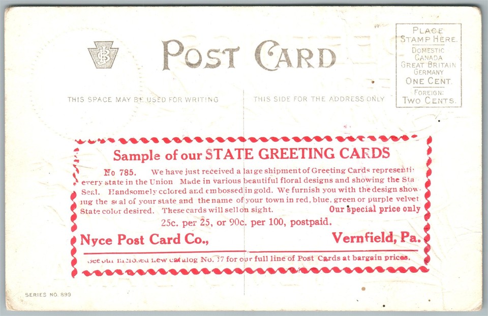 CARSONVILLE PA SAMPLE OF GREETING CARDS ADVERTISING VERNFIELD ANTIQUE ...