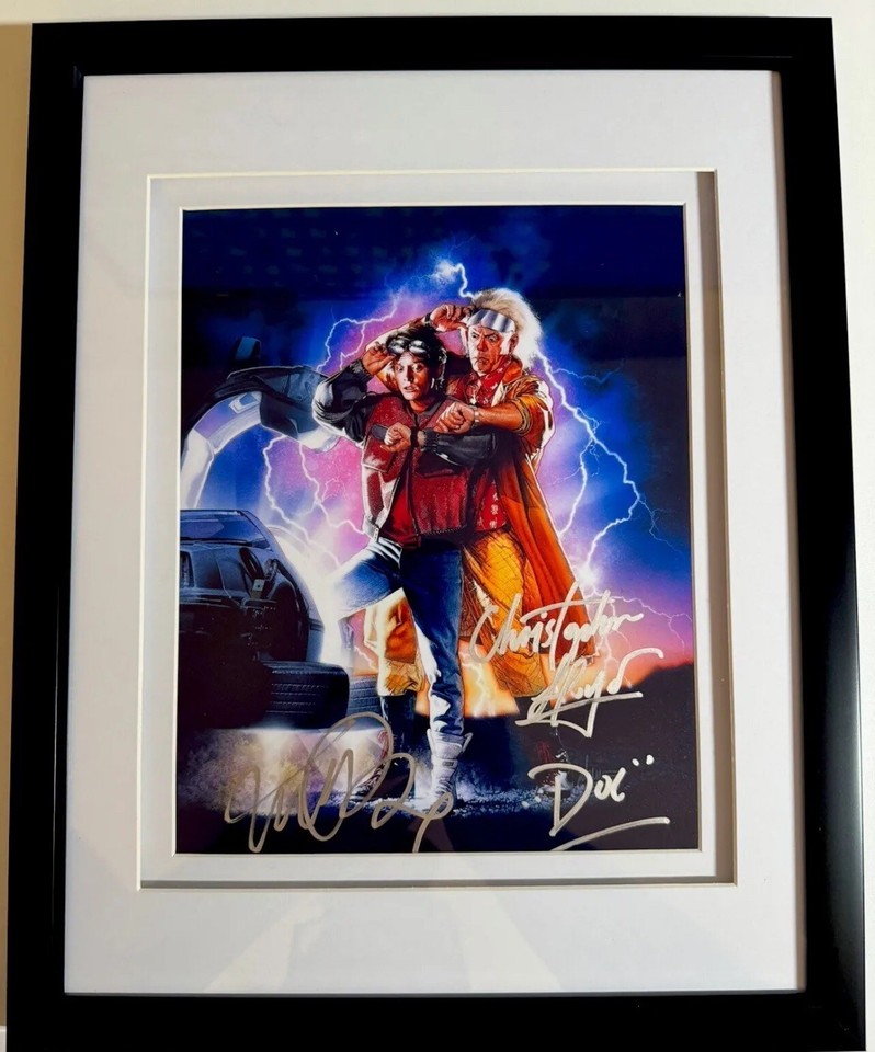 MICHAEL J FOX & CHRISTOPHER LLOYD Signed 11” X 14” Movie Poster Framed ...