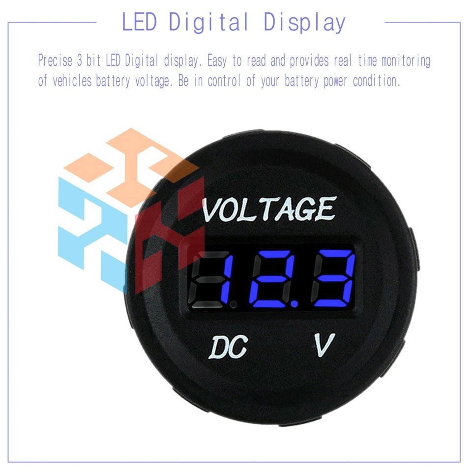 LED Digital Display Voltmeter Car Motorcycle Voltage Volt Gauge Panel ...