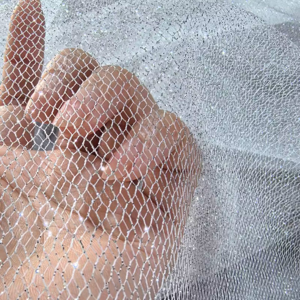 Fishing Net Shiny Glitter Fabric Hollow Out Hard Stage Costume ...