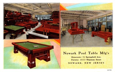 Newark NJ-New Jersey Newark Pool Table Mfg. Advertising Vintage ...