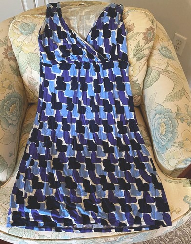 Boden Effie Blue Purple Print Sleeveless V Neck Jersey Dress Womens ...