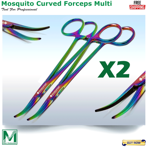 Mosquito Hemostat Clamps Forceps Surgical – 12.5cm Curved Tip Multi ...