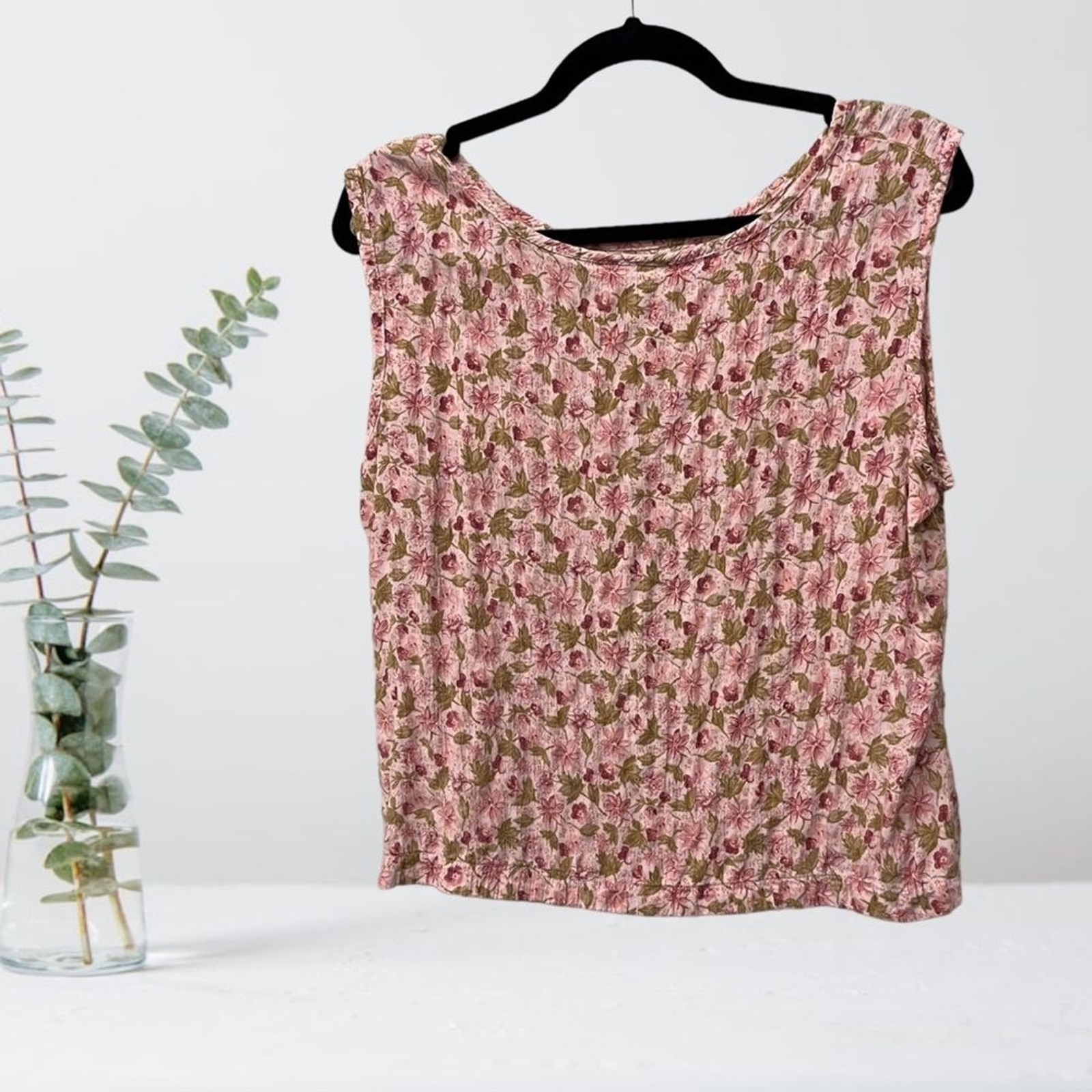 Cottagecore Fairy Vintage Floral Pink Tank Top Size M… - Gem