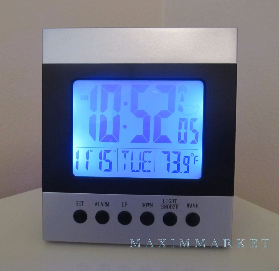 Atomic Desk Bedroom Wall Alarm Clock-1.5" Time Number, Back Blue Light ...