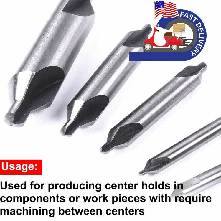 US 5pcs Center Drill Countersink Set 60° Angle Bits HSS Lathe Mill ...