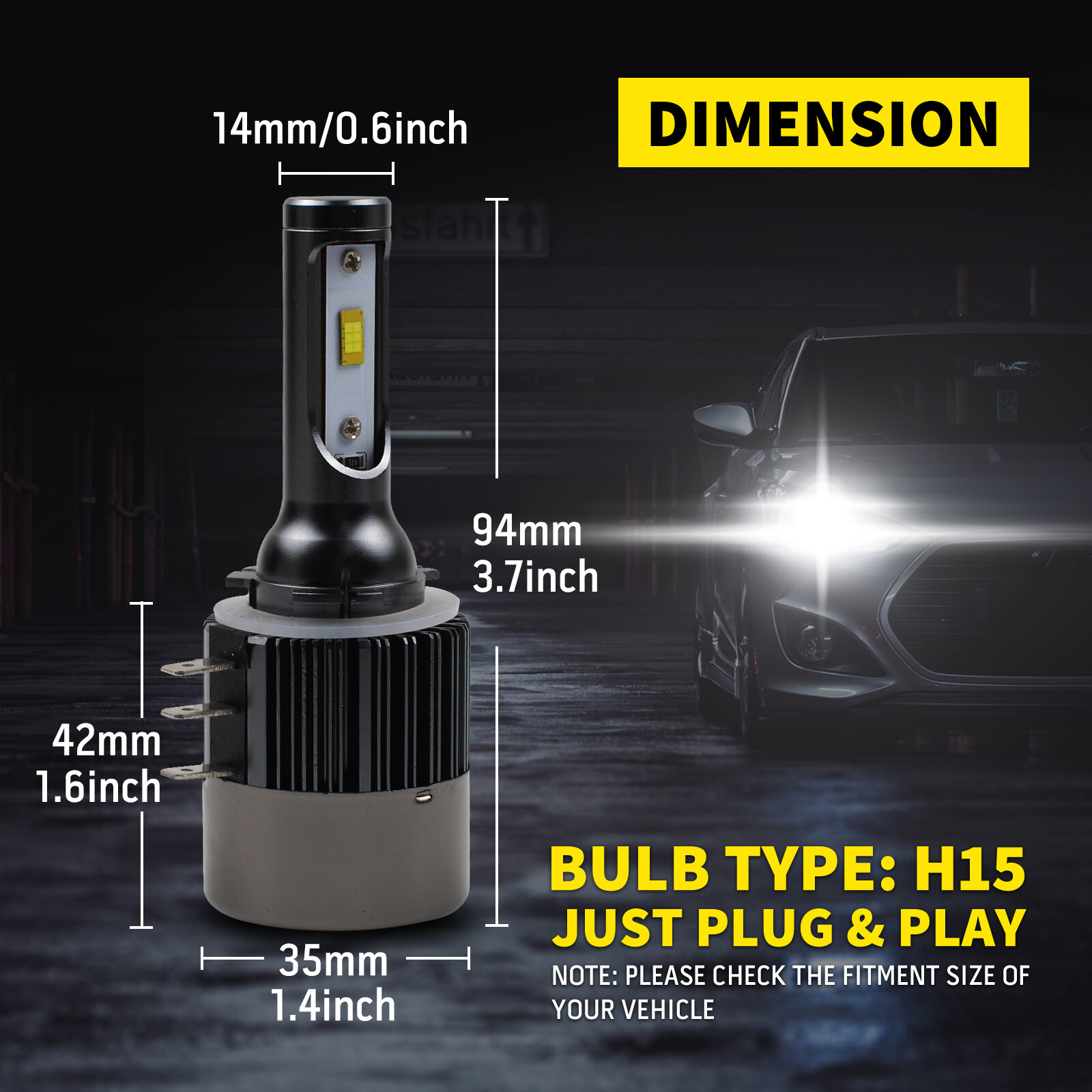 H15 Canbus 30000LM LED Car Headlight Kit Replace Bulb Lamp Globe 6000K ...