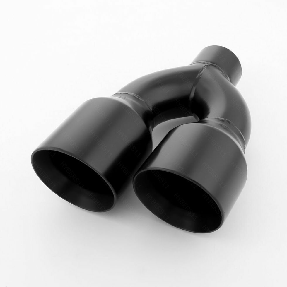 Pair All Black 2.5" Inlet Quad 4" Outlet Dual Wall Stainless Steel ...