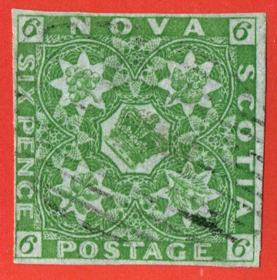 [mag572] NOVA SCOTIA 1851 6d green 4 margins Signed Paul J.ALCURI ...