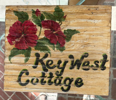 Hand Painted Shabby But Chic Key West Hibiscus Cottage Sign Board ...