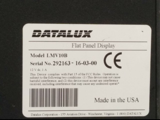 Datalux LMV10B Flat Panel Touch Display Monitor 12vdc for sale online ...