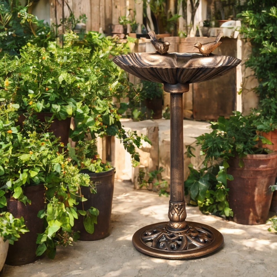 Outdoor Freestanding Bird Bath and Feeder Ornamental Garden Feeding Station | eBay UK