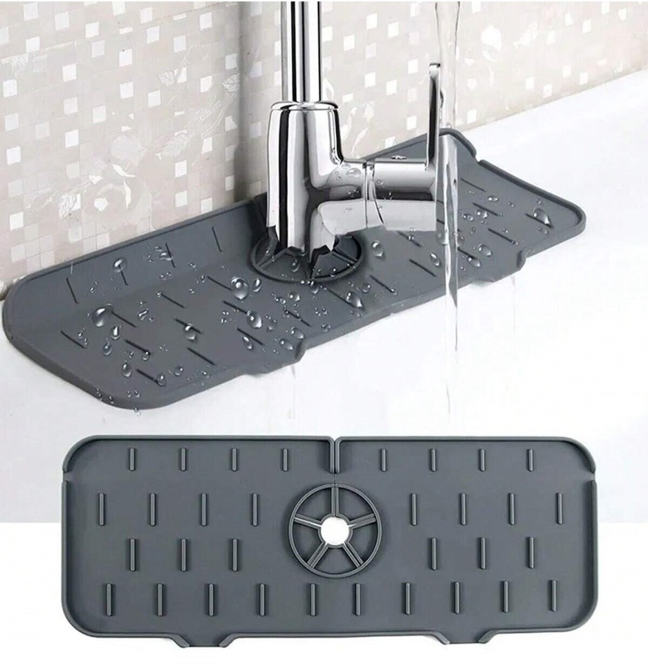 Faucet Splash Guard Silicone Sink Water Drip Pad Mat Drying Tray Bath ...