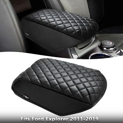 Fits Ford Explorer 2011-2019 Black Leather Center Console Lid Armrest ...