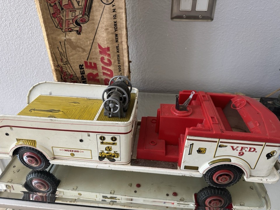 1950’S MARX PRESSED STEEL WHITE PUMPER FIRE TRUCK WITH BOX | eBay