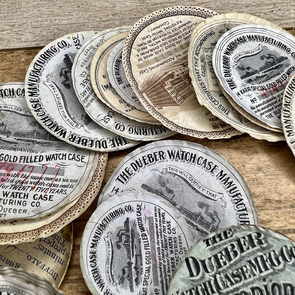 Pocket Watch Case Advertising Paper Warranty Inserts - Dueber, Crescent ...