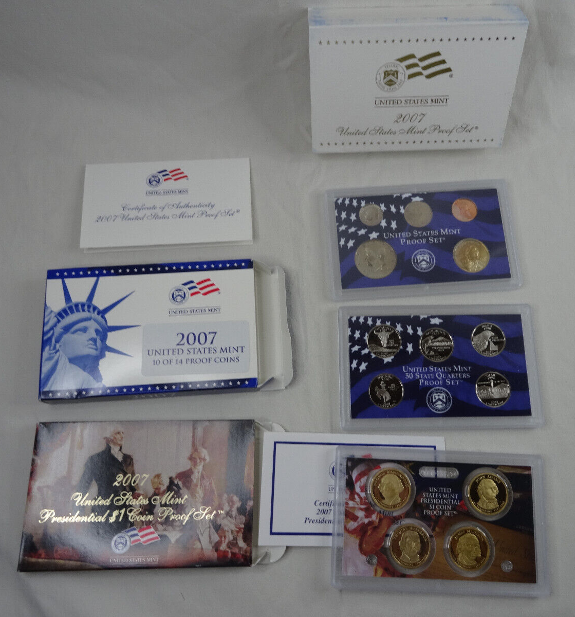 1999-2008 US Mint Proof Sets OGP Box & COA Lot 109 Coins (10 Annual ...