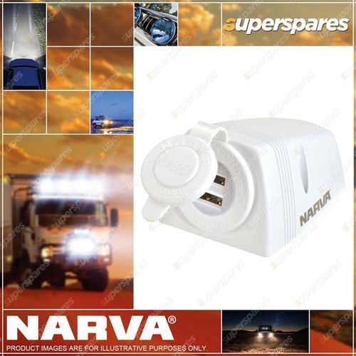 Narva Heavy Duty Surface Mount Dual Usb Socket White for RV and Marine ...