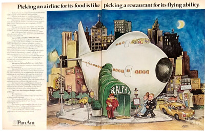747 Pan Am Advertisement Restaurant Chef Captian Two Page Vintage 1972 ...