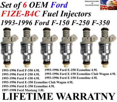 Set Of 6 Genuine Ford Fuel Injectors For 1993-1996 Ford F-150 F-250 F ...