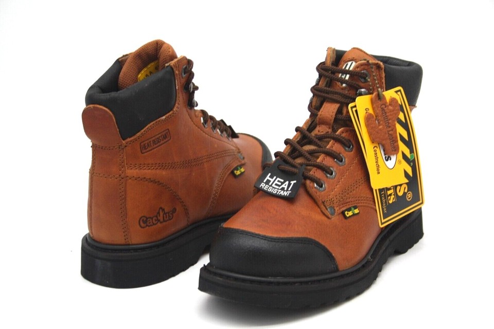 MEN'S CACTUS FOOTWEAR WORK BOOT HR628 LIGHT BROWN HEAT&OIL&SLIP ...