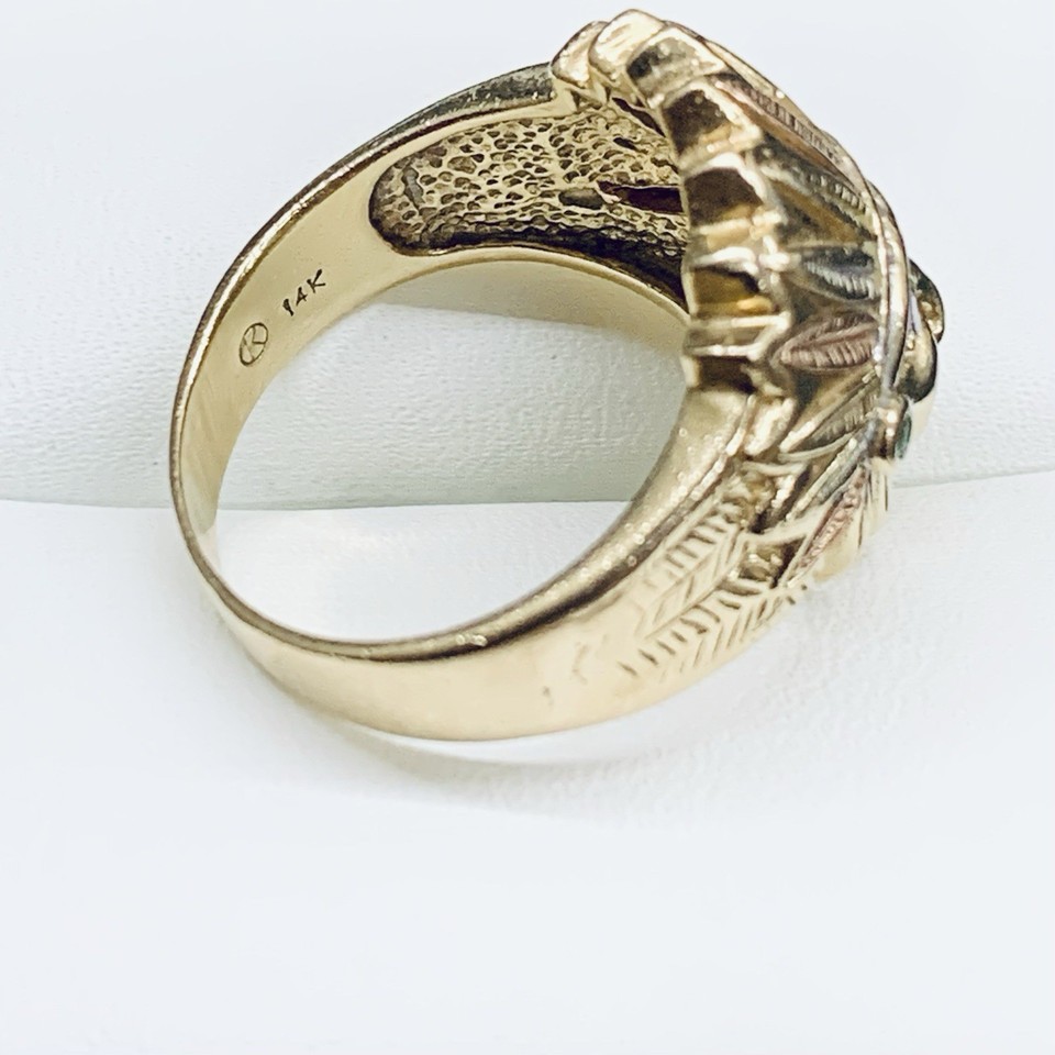 Vintage 14k Yellow Gold Native American Chief Indian Head Ring Band ...