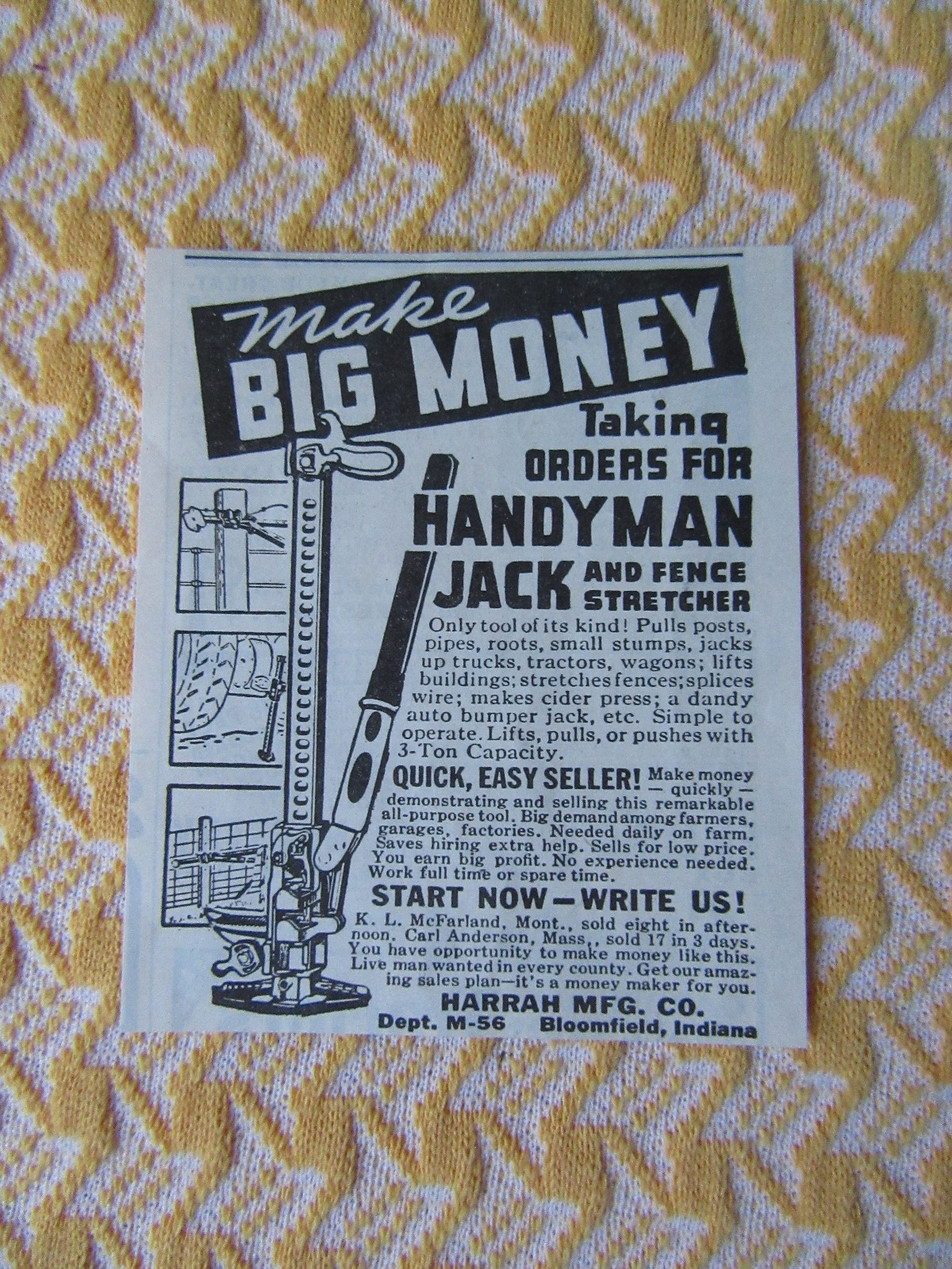 1941 Advertising Handyman Jack and Fence Stretcher, Harrah Mfg | eBay