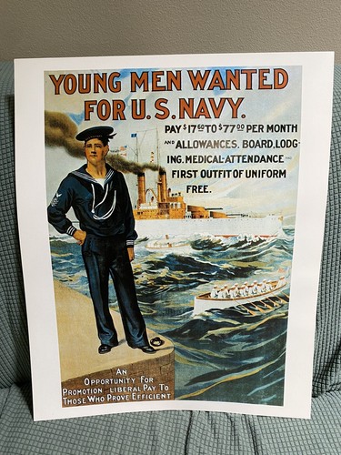 Authentic YOUNG MEN WANTED FOR US NAVY RECRUITMENT POSTER From Original ...