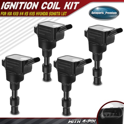 4x Ignition Coils for Kia KX3 K4 K5 KX5 Hyundai Sonata G4FJ 2014 1.6T ...