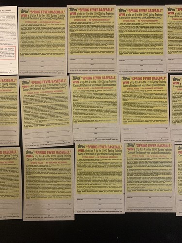 Topps Company Store Special Offer Card lot (22) 1989 1990 Baseball MLB ...