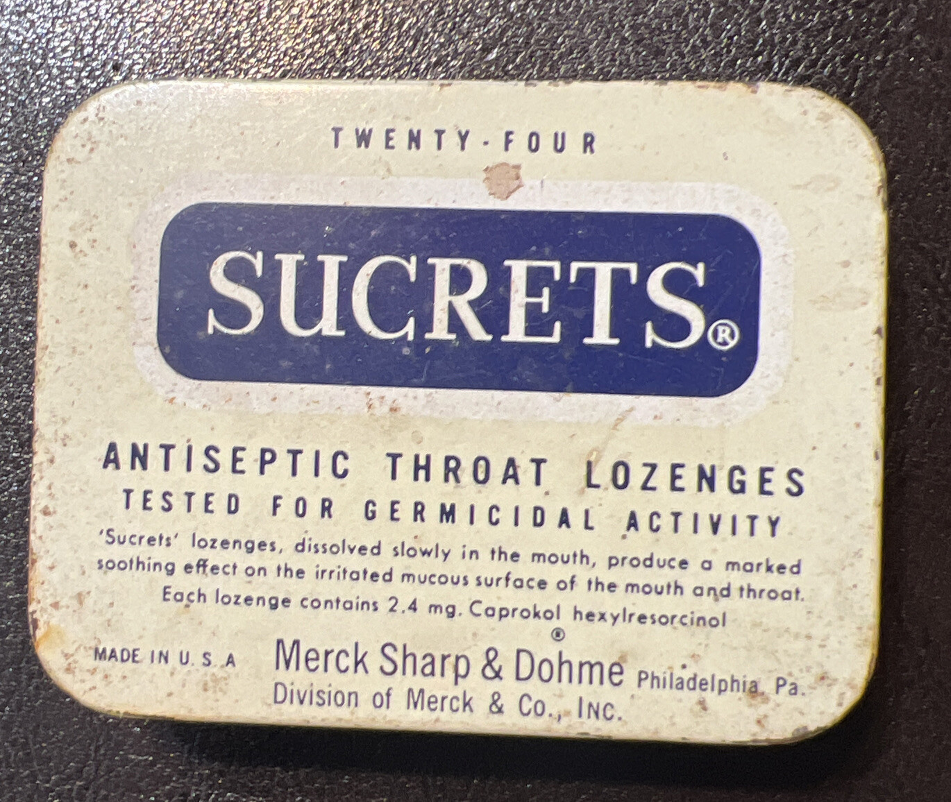 Vintage Sucrets Antiseptic Throat Lozenges Tin 1960’s Merck Sharp and ...
