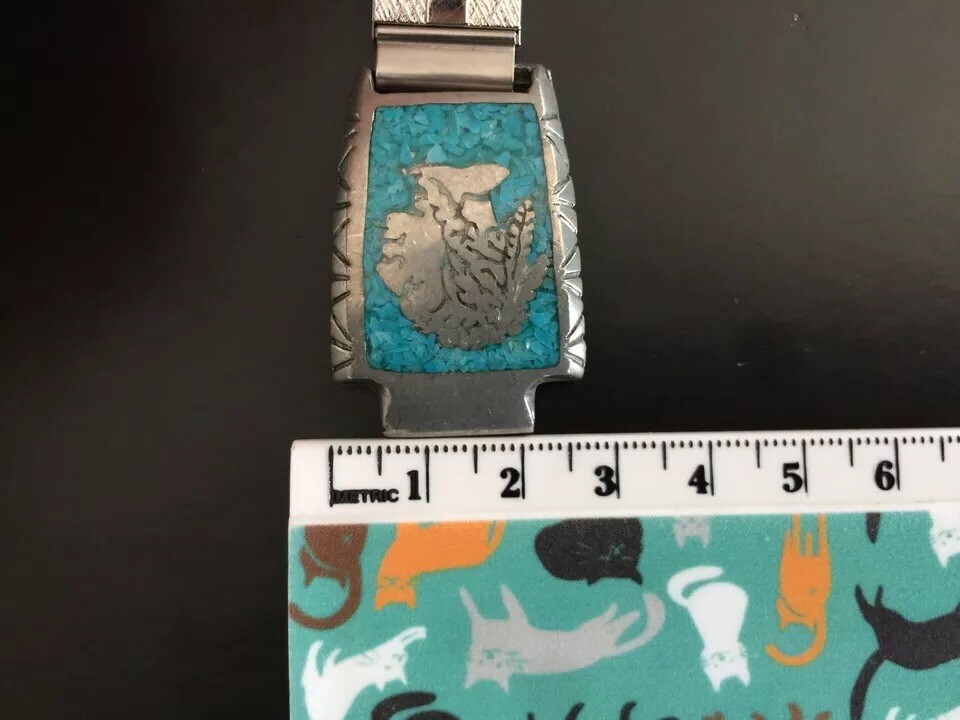 Vintage Turquoise Native American Indian Head Watch Bracelet Artist ...