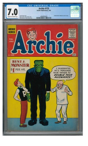 Archie #125 (1962) Silver Age Classic Frankenstein Cover CGC 7.0 GG396 ...