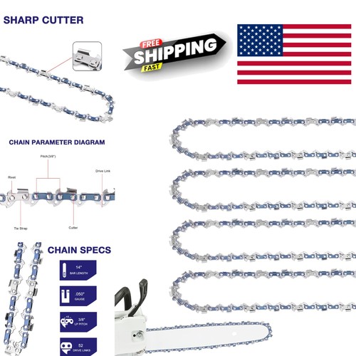 Multi Pack 14 Inch Chainsaw Chain Set 3/8 LP Pitch 050 Gauge Fits ...