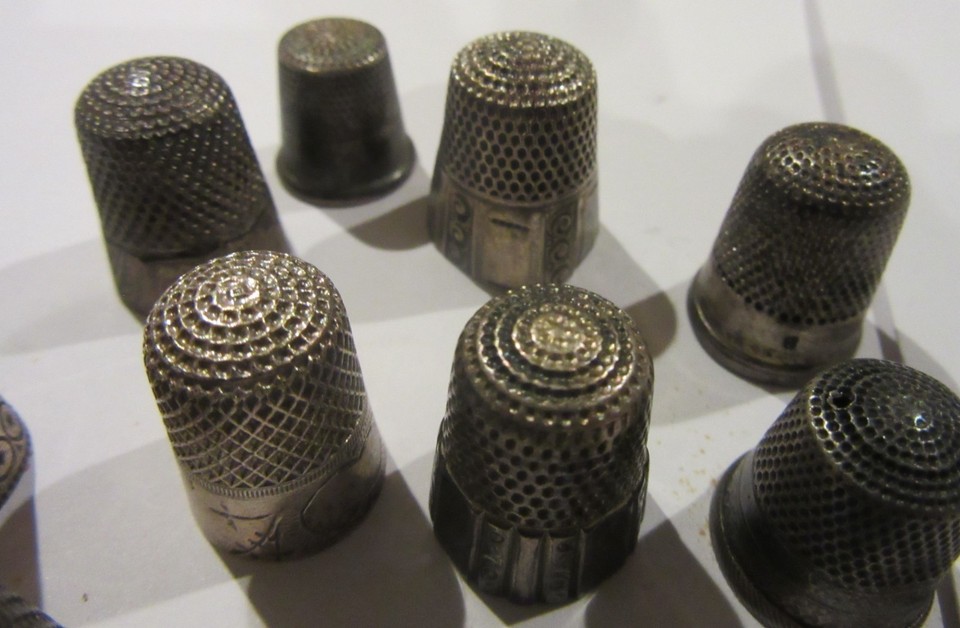 Set of 13 Ca 1900 Sterling Silver Thimbles 40.16 Grams Scrap | eBay